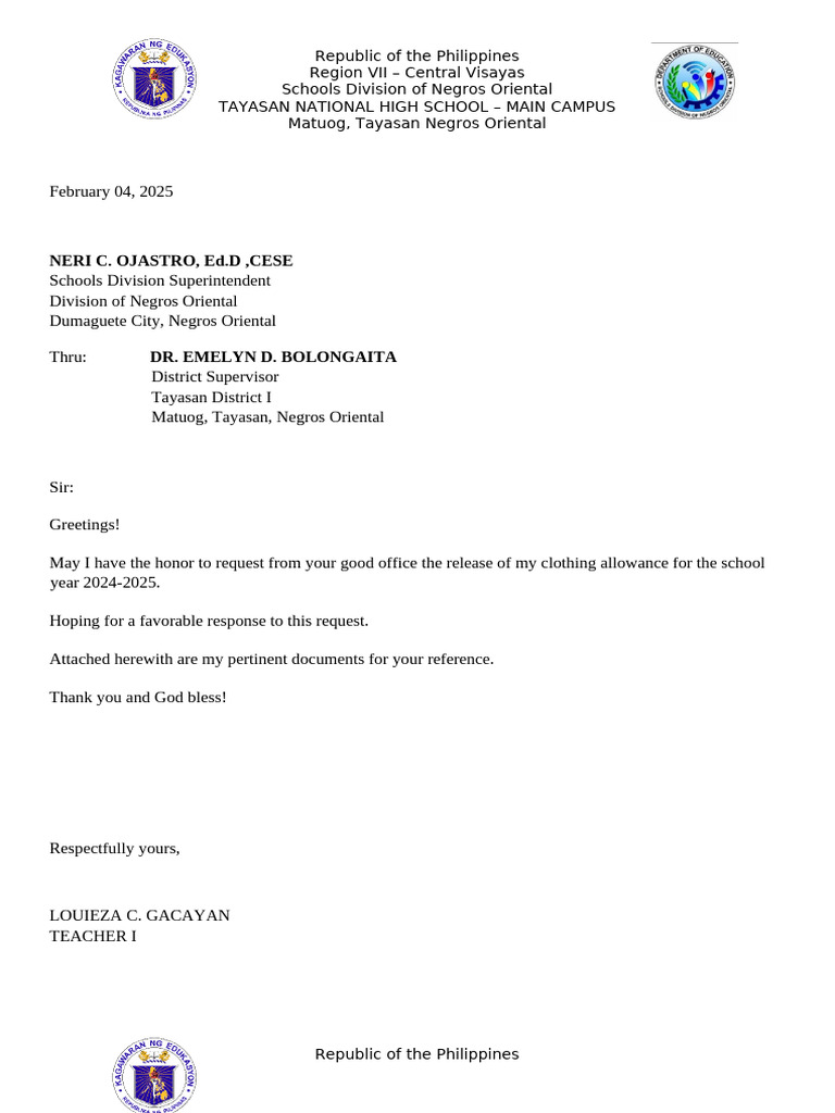 Clothing Allowance Request 2024-2025 | PDF