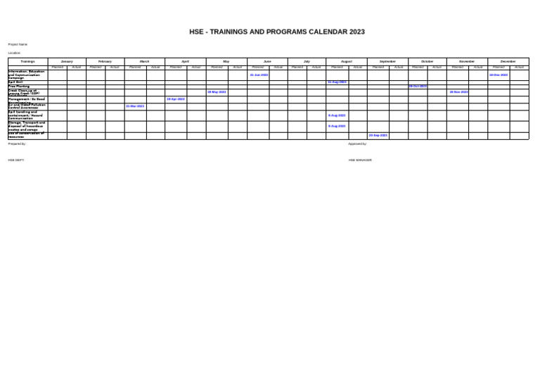 HSE Training Calendar 2023 | PDF | Waste Management | Environmental Science