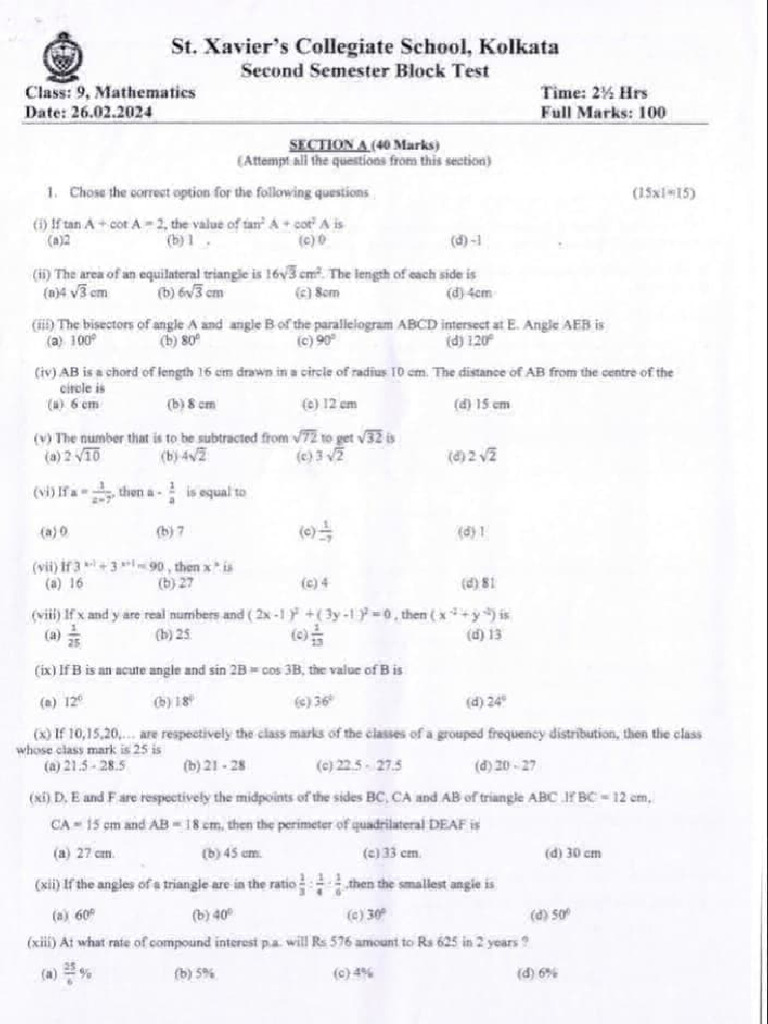 St. Xavier's Collegiate School | PDF | Area | Triangle