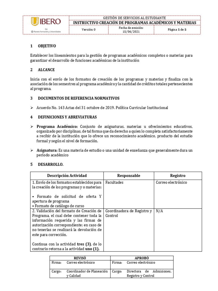 Ins. Creación de Programas Académicos y Materias | PDF