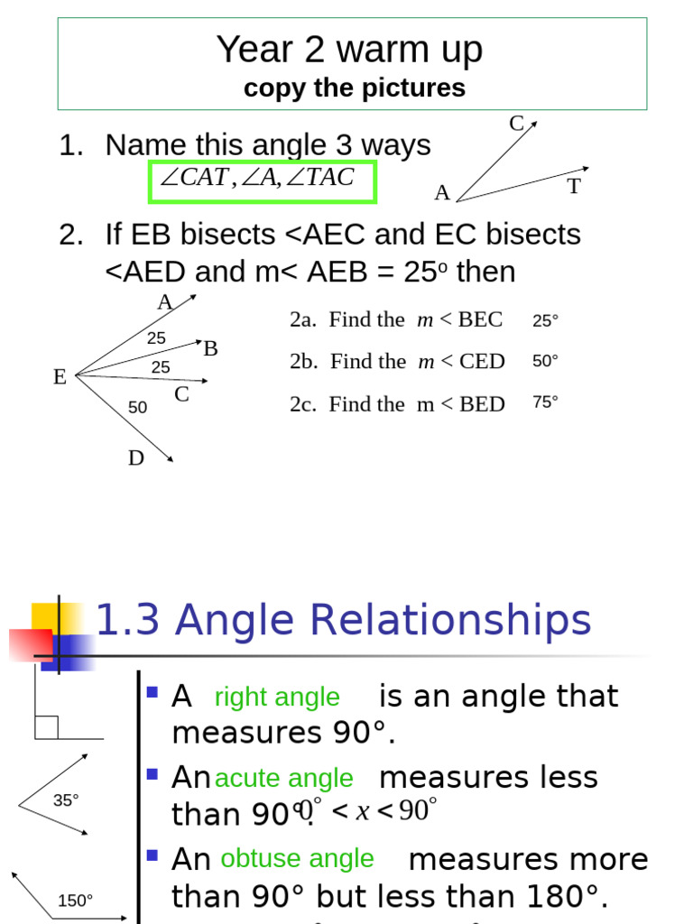 1.3 Angle Relationships | PDF