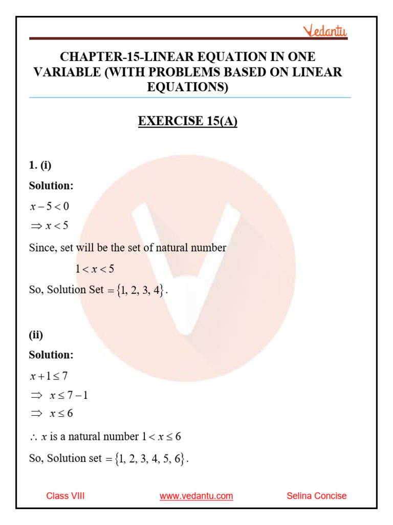 Selina Concise Mathematics Class 8 ICSE Solutions For Chapter 15 - Linear Inequations | PDF ...