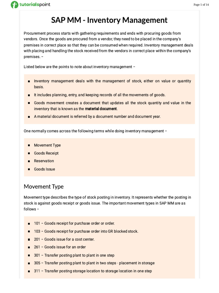 SAP MM - Inventory Management | PDF | Goods | Inventory