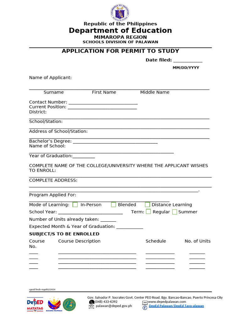 Permit Application for Master's Study | PDF | Justice | Crime & Violence