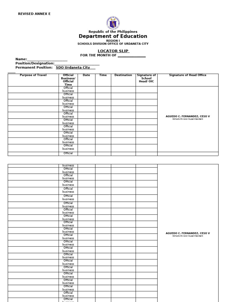 Revised Locator Slip | PDF