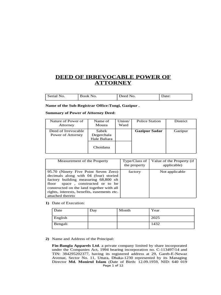 Irrevocable Power of Attorney | PDF | Deed | Civil Law (Common Law)
