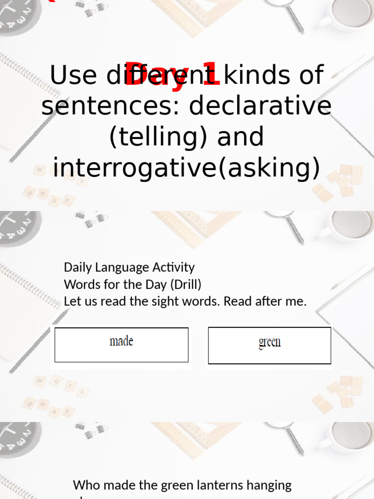 ENGLISH 2 PPT Q4 W9 Day 1 - 5 - Sentences - Declarative and ...