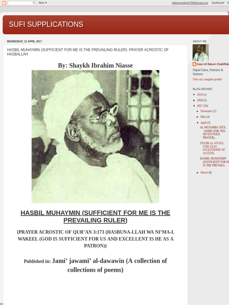Hasbil Muhaymin Shaykh Ibrahim Niasse Rta | PDF | Quran | Islam