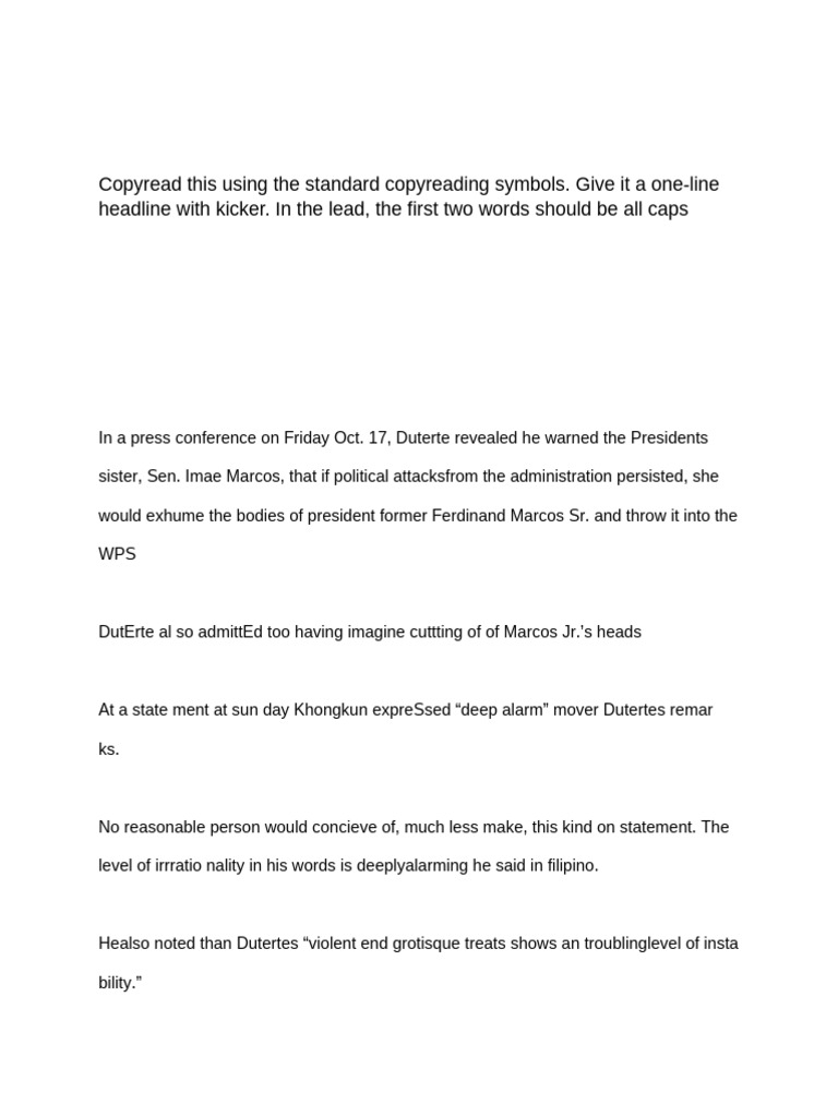 Copyread this using the standard copyreading symbols | PDF