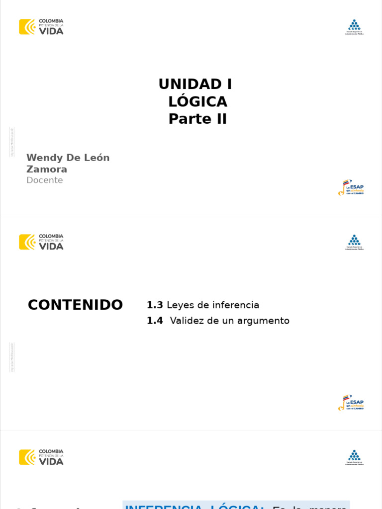 U1 Presentación Lógica Parte Ii | PDF | Inferencia | Argumento