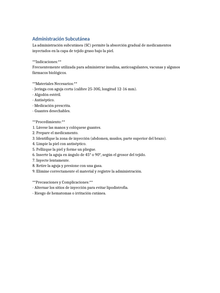 Guía de Inyección Subcutánea Segura | PDF
