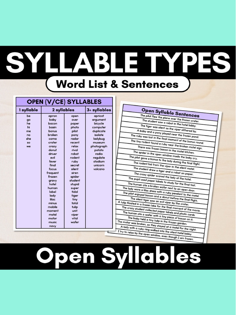 Open Syllable Word Lists and Sentences | PDF