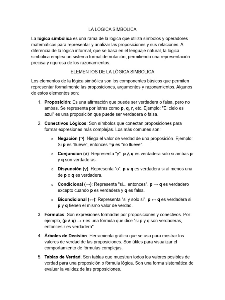 La Logica Simbolica | PDF | Proposición | Lógica