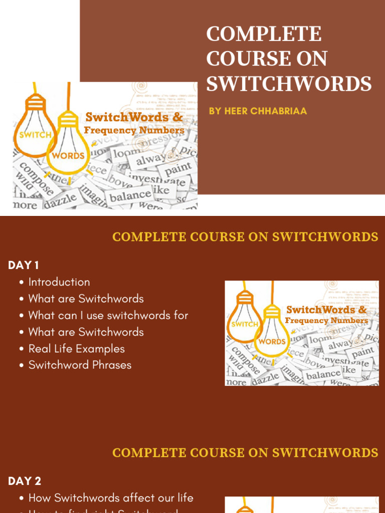 Complete Course On Switchwords | PDF | Medical Specialties | Diseases And Disorders