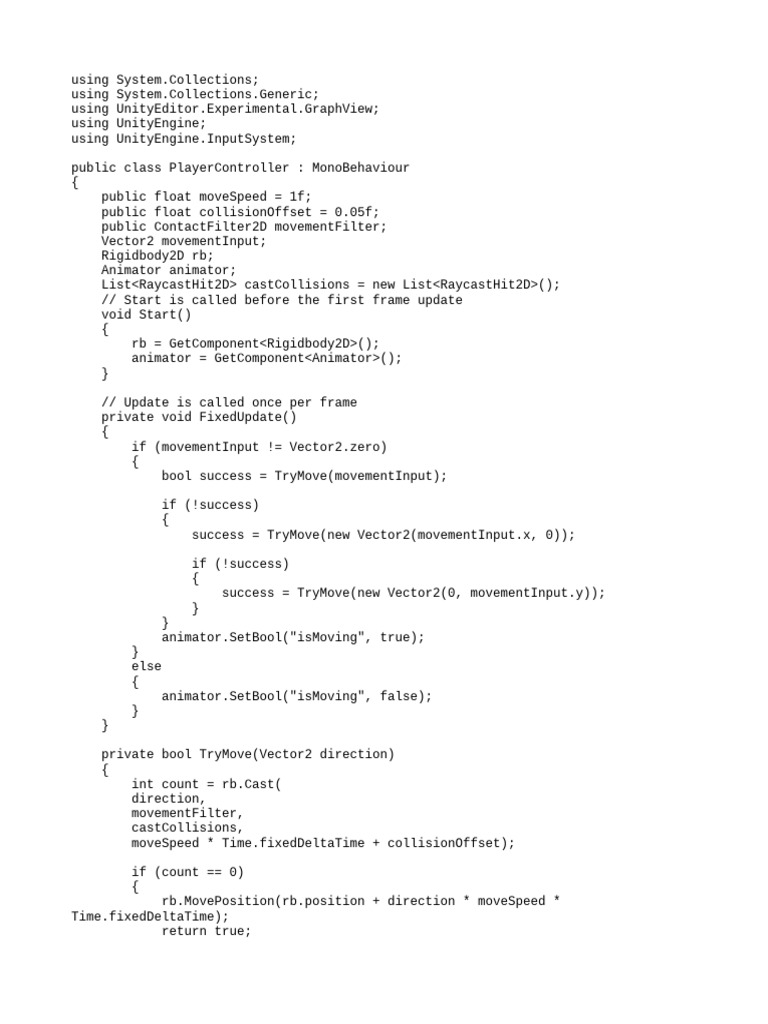 Unity 2D Player Movement Script | PDF