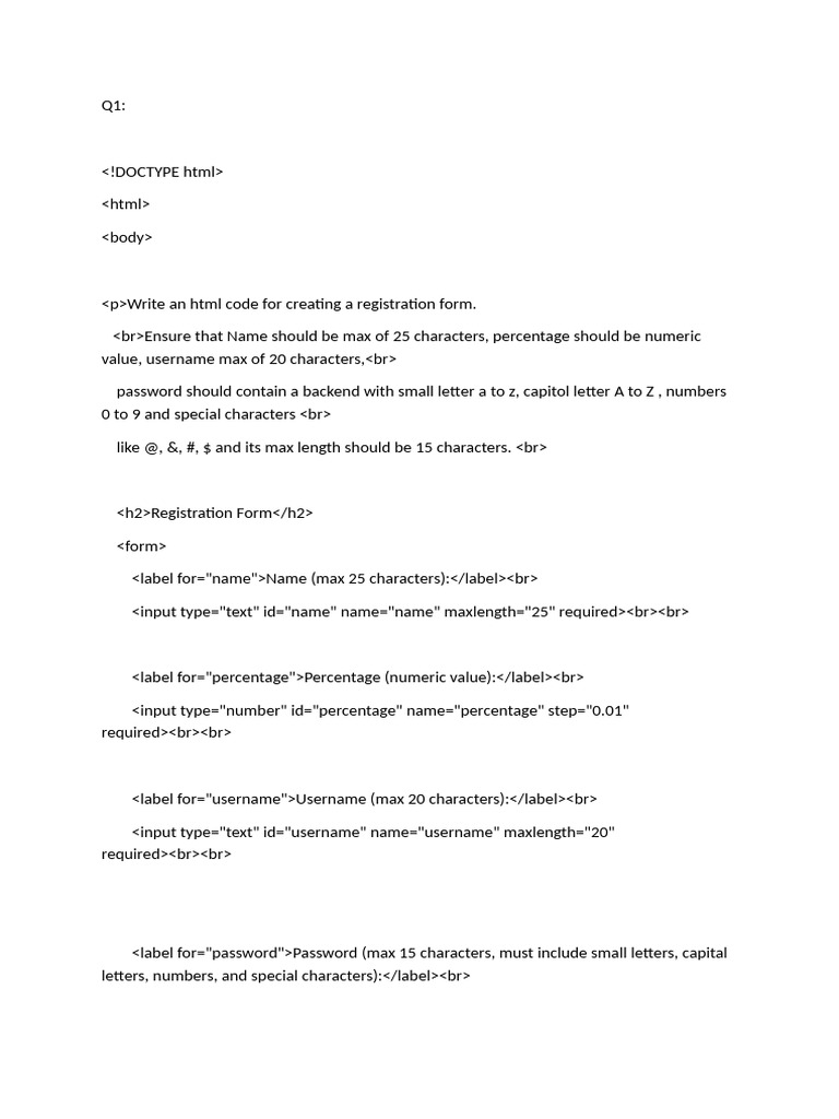 HTML Registration and Contact Form Guide | PDF | Hypertext | Software