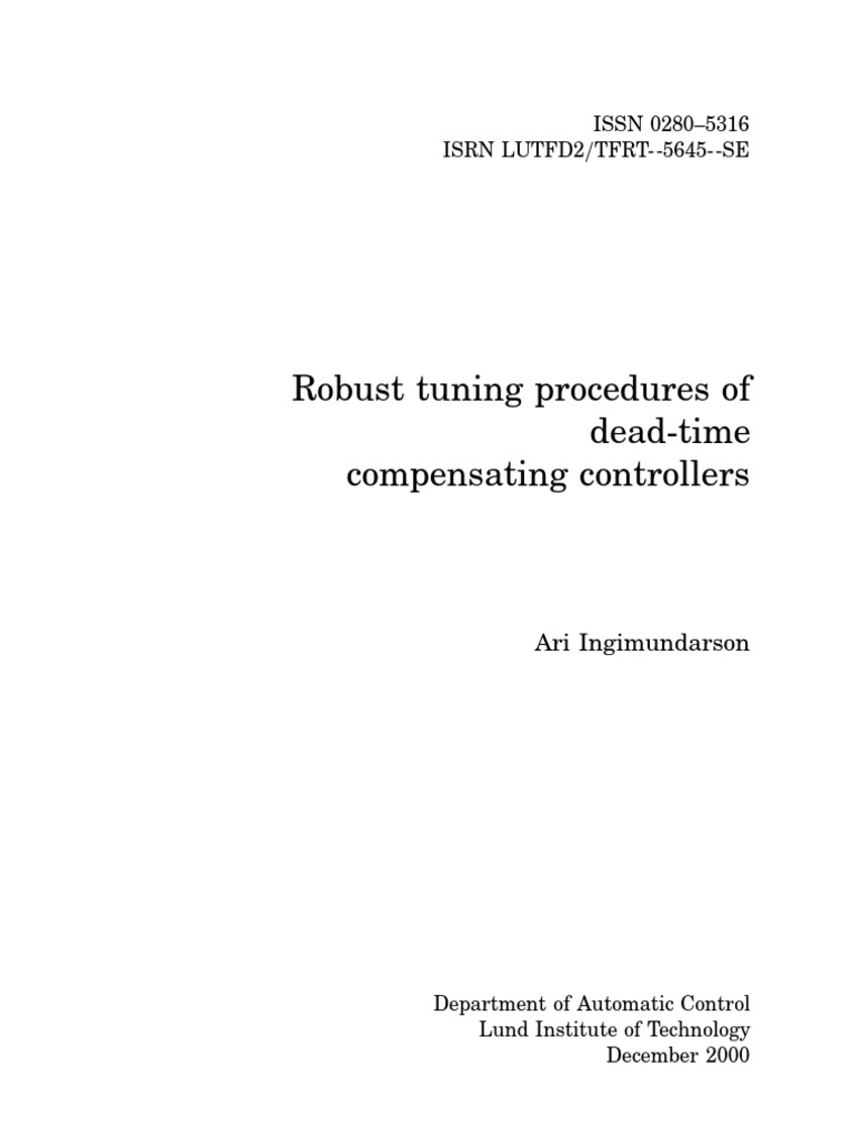 Robust Tuning Procedures of Dead-Time Compensating Controllers | PDF | Control Theory | Applied ...