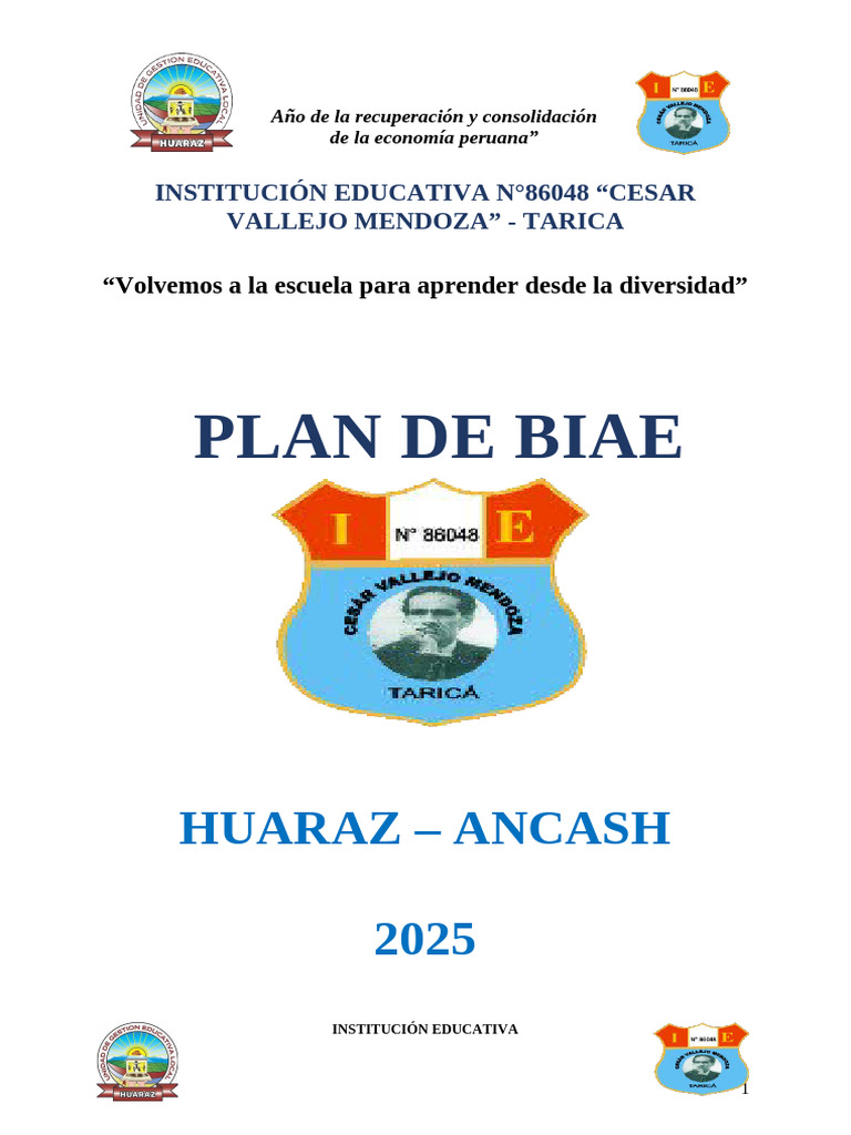 Plan BIAE 2025 para I.E. César Vallejo | PDF | Escuelas | Educación ...