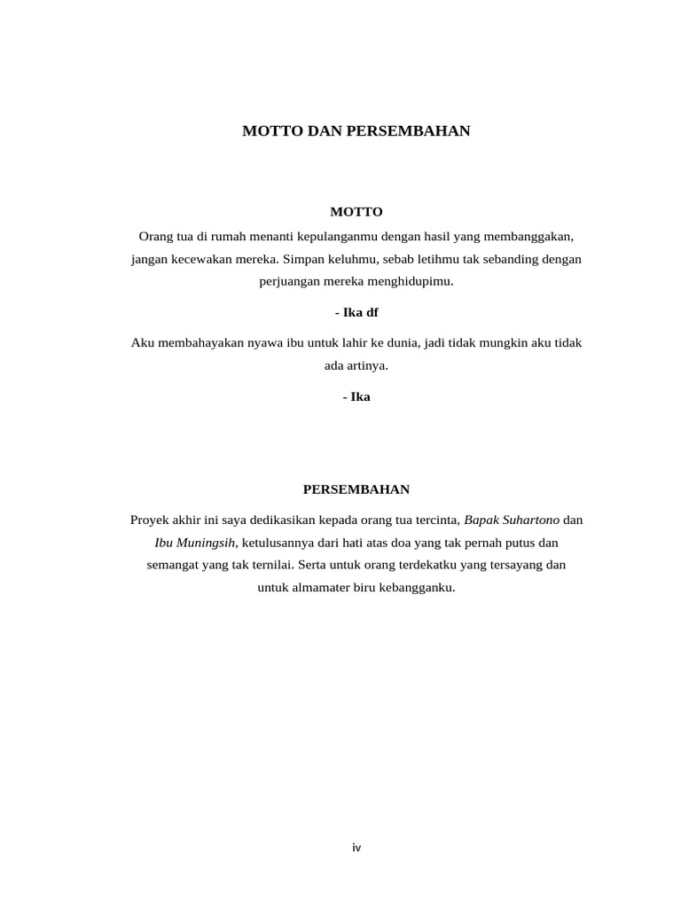Motto Dan Persembahan. PA | PDF