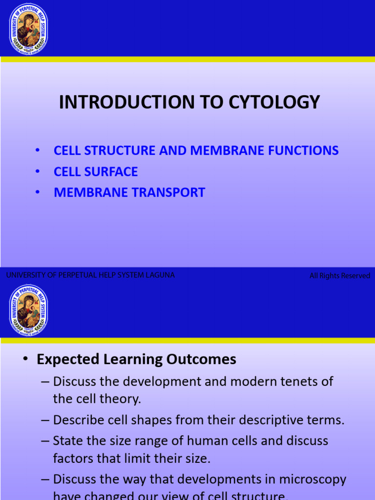 Introduction To Cytology | PDF | Cell Membrane | Cell (Biology)