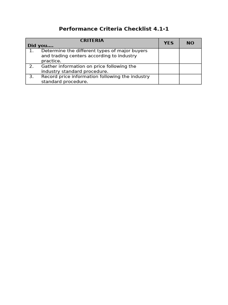 Vannie - 07J Performance Criteria Checklist 1 | PDF
