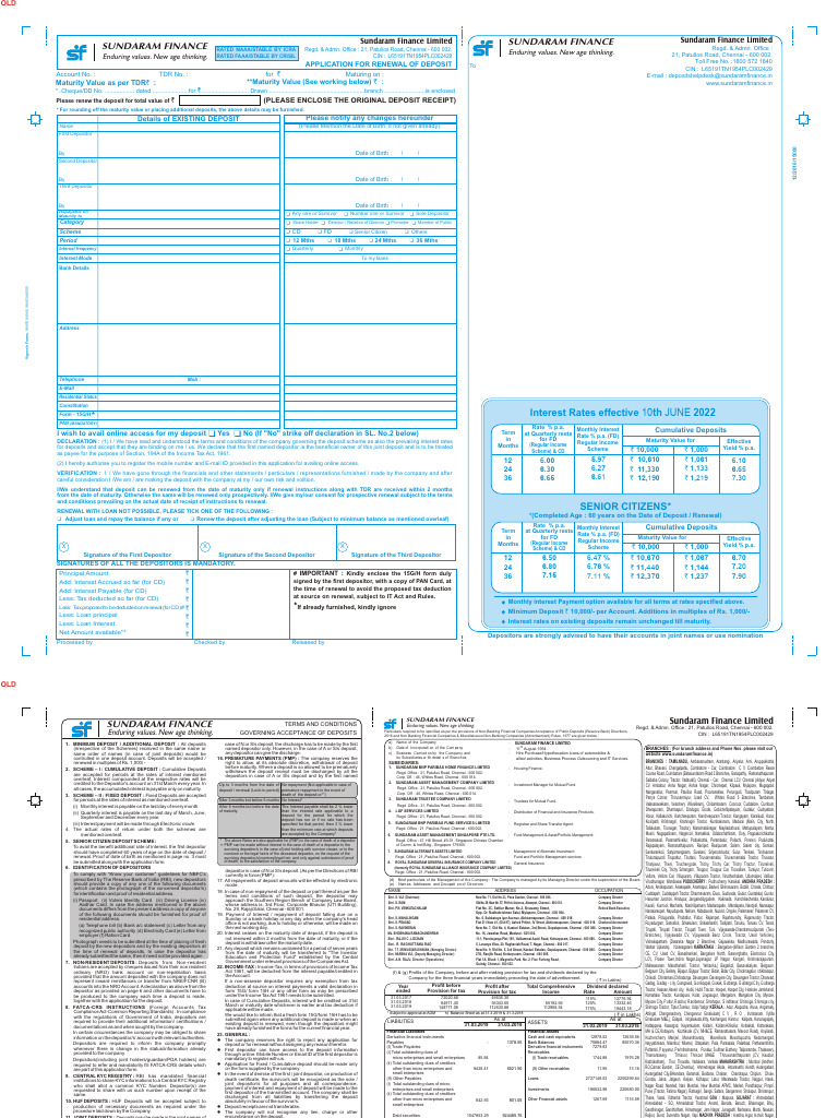 Renewal Application Form | PDF | Interest | Deposit Account