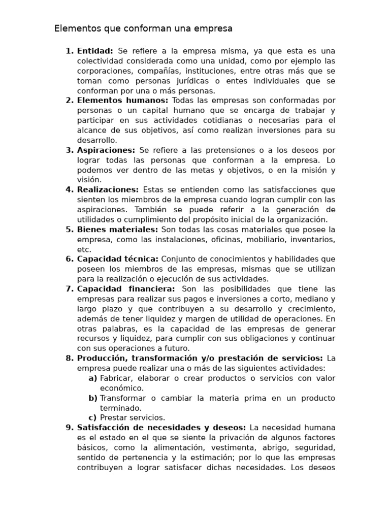 Elementos que Componen una Empresa | PDF | Business | Alimentos