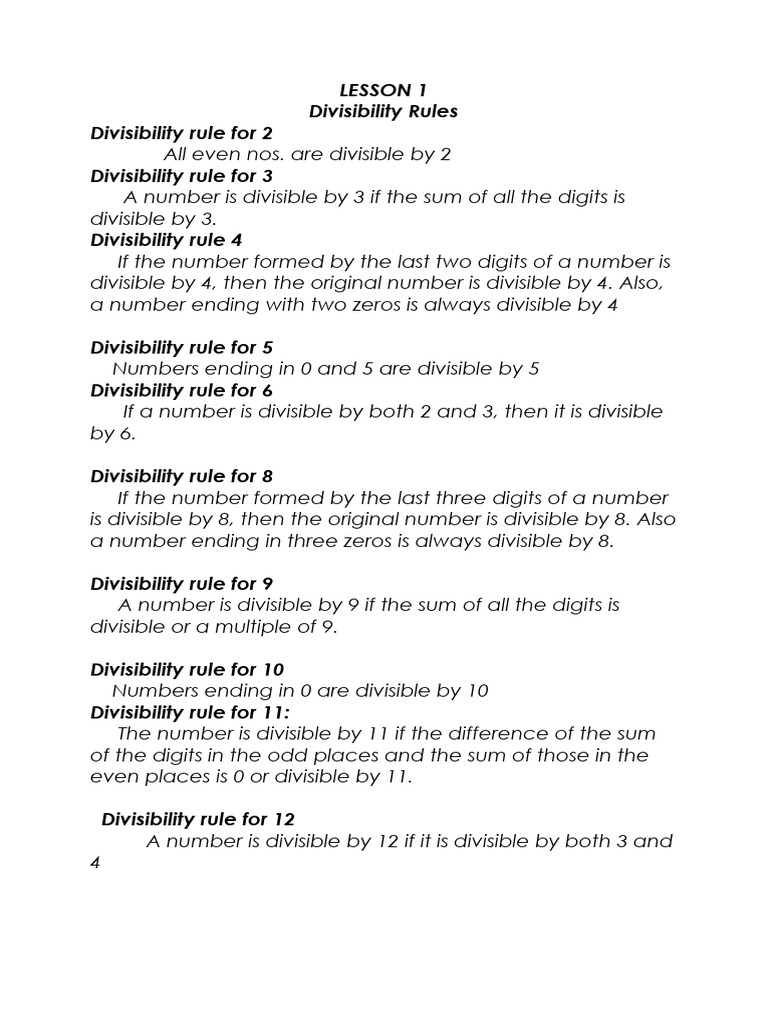 Divisibility Rule for 4 Explained | PDF