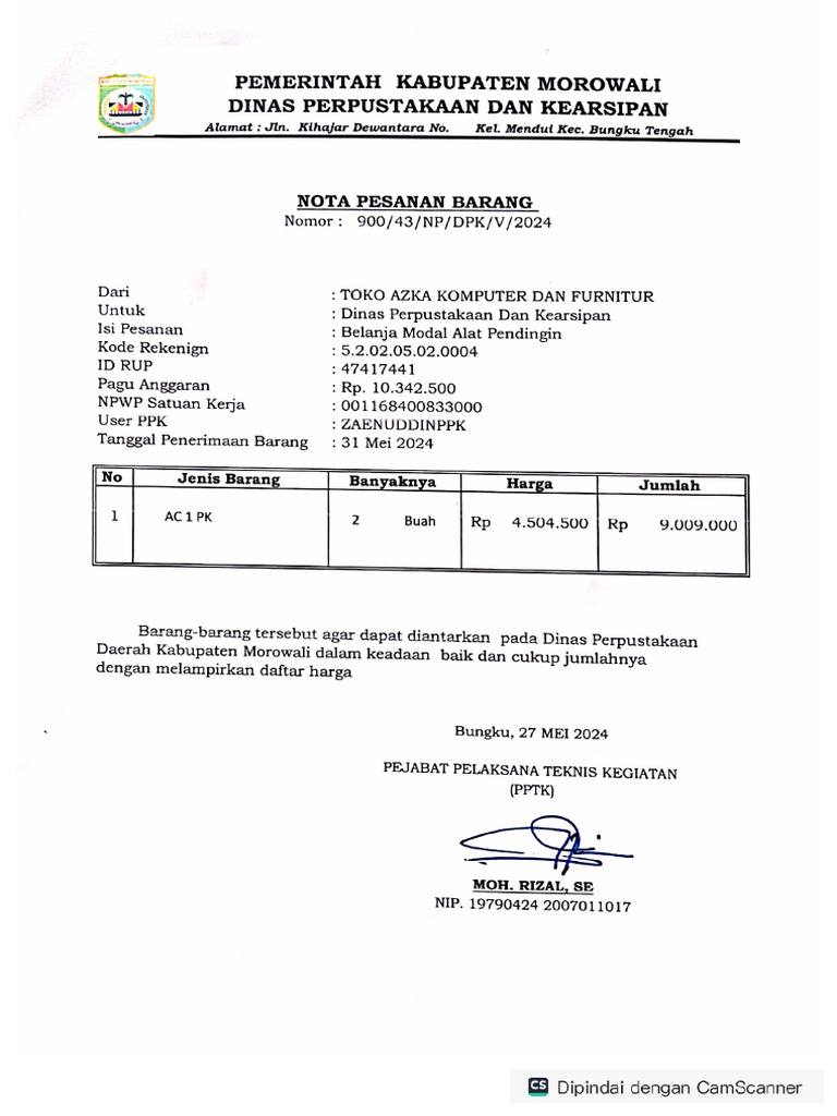 Nota Pesanan Ac | PDF