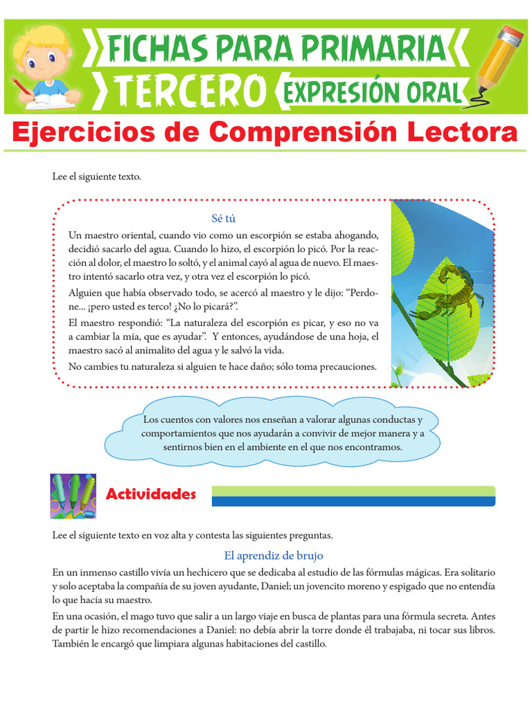 Ejercicios-de-Comprensión-Lectora-para-Tercer-Grado-de-Primria | PDF