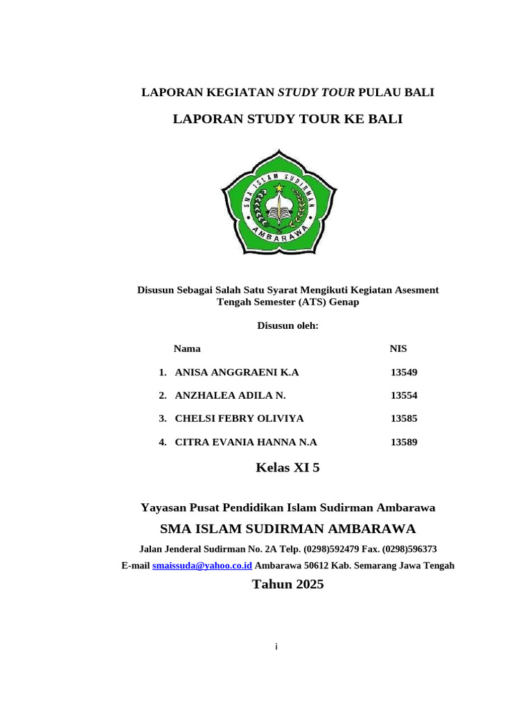 FORMAT LAPORAN Kegiatan Study Tour | PDF