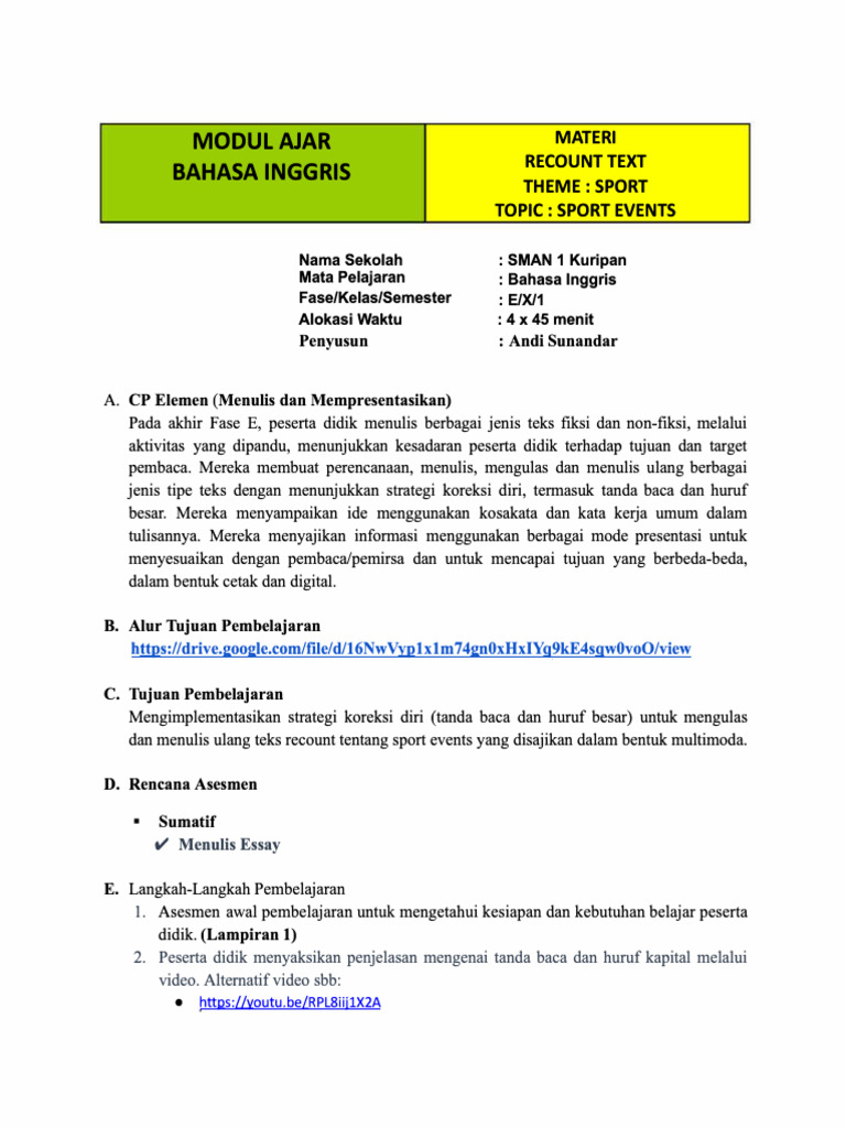 Modul Ajar Bahasa Inggris - Menguasai Tanda Baca Dan Huruf Besar ...