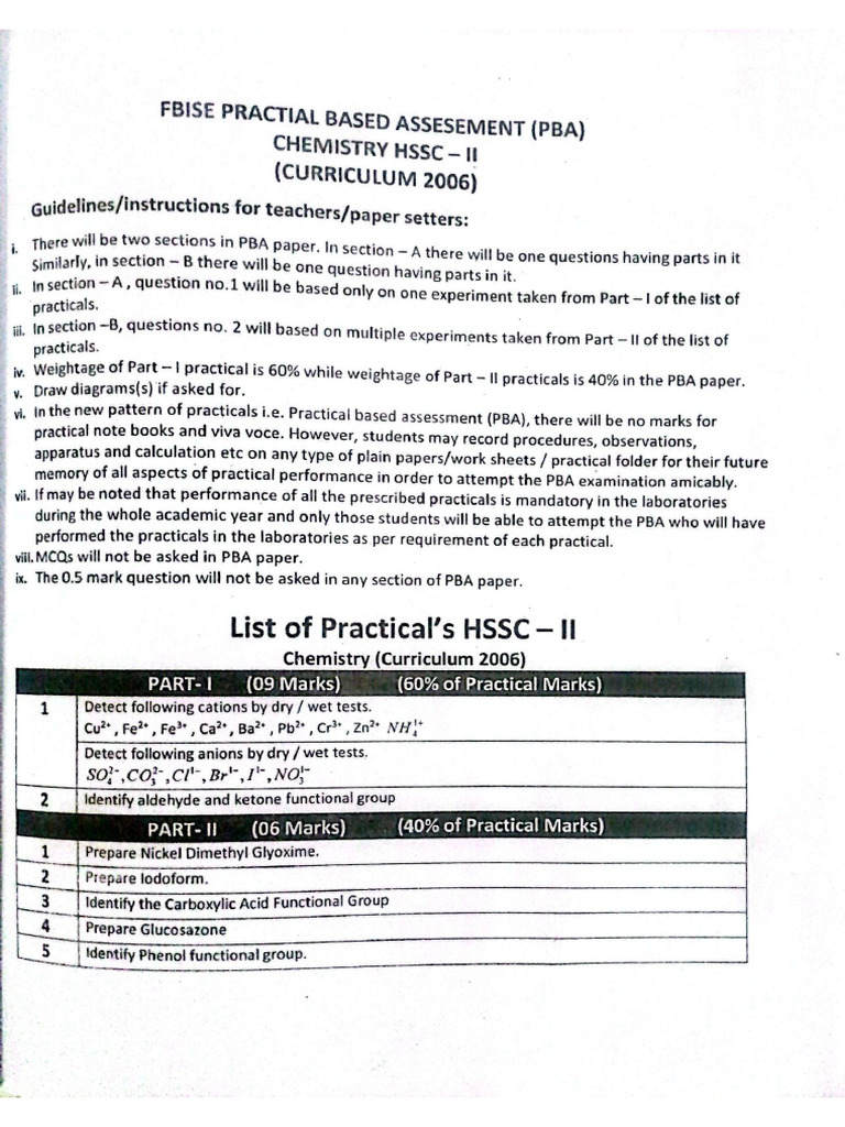 12Th PBA Chemistry | PDF