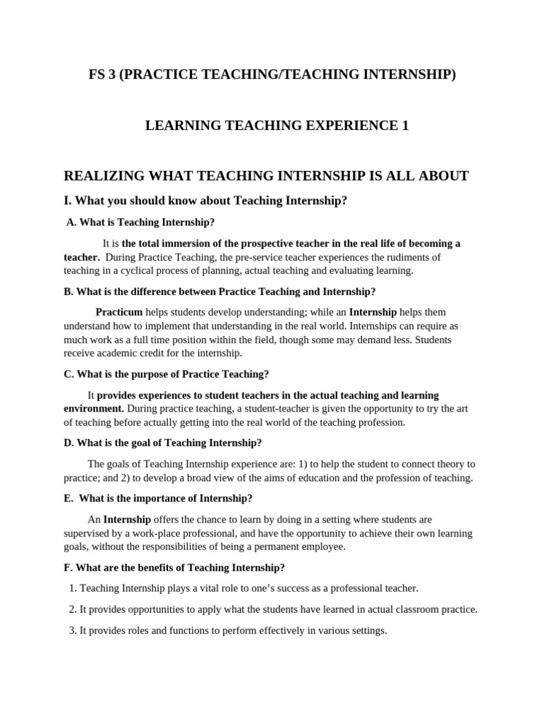,kbl | PDF | Teachers | Internship