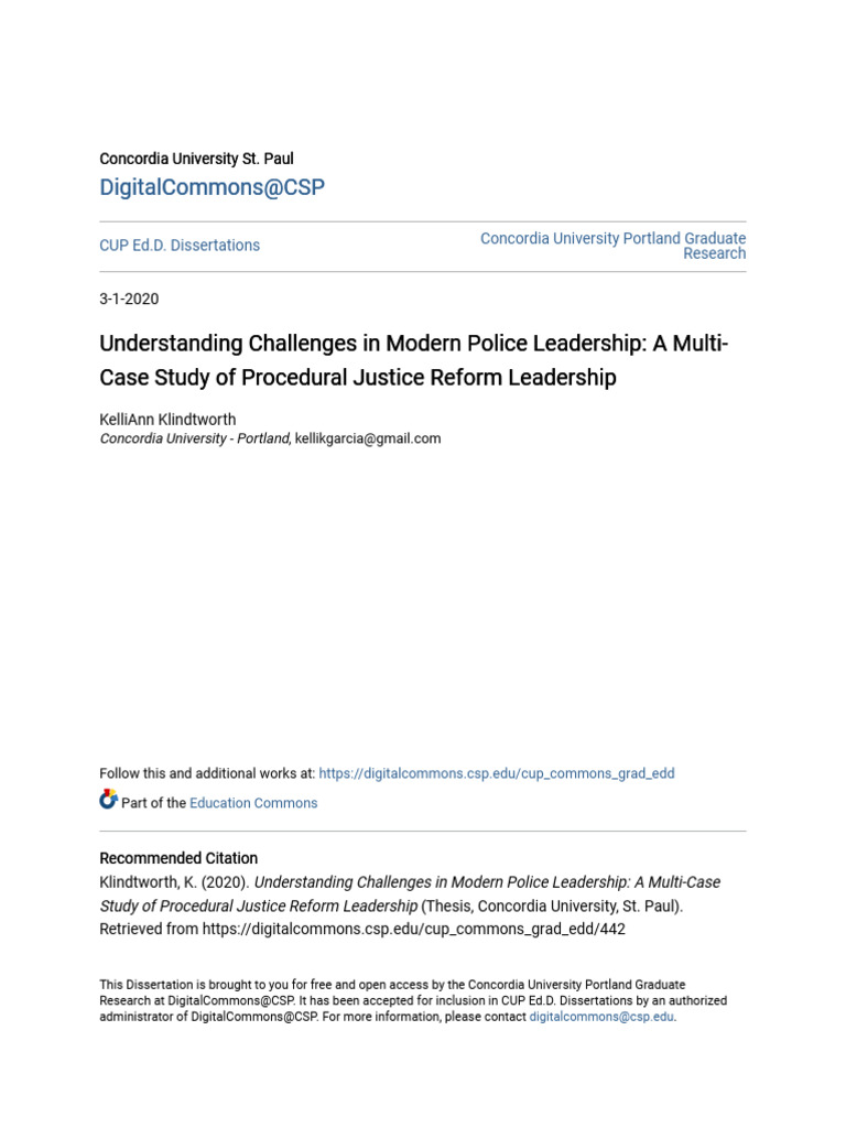 Police Leadership Challenges Study | PDF | Leadership | Thesis