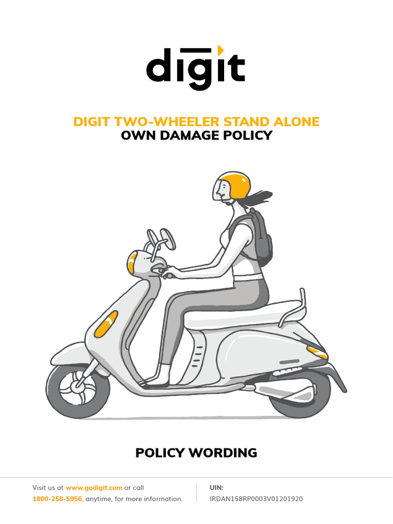 Digit Two-Wheeler Own Damage Policy | PDF | Liability Insurance | Insurance