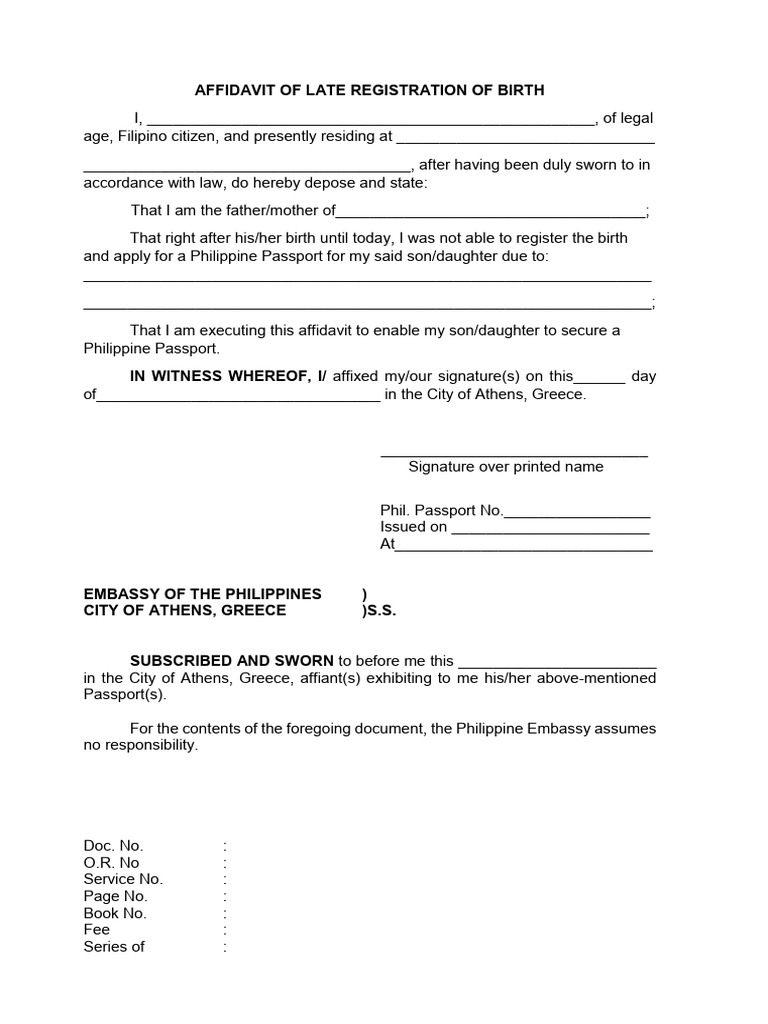 Affidavit for Late Birth Registration | PDF