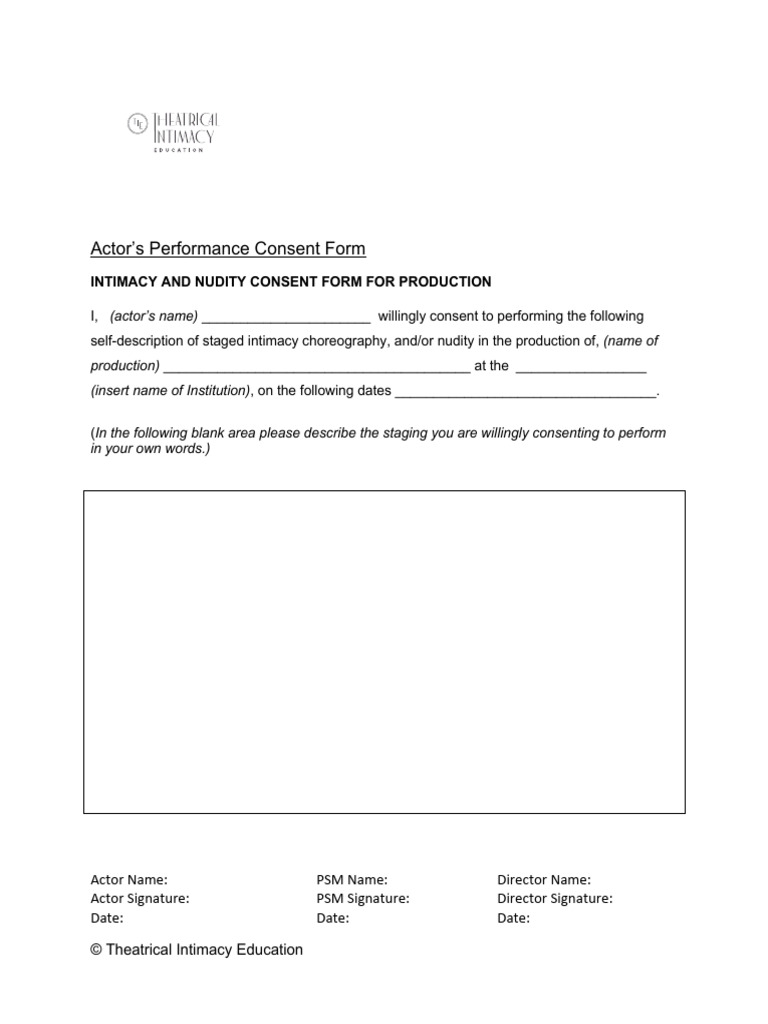 Actors Performance Consent Form | PDF