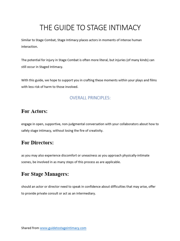The Guide To Stage Intimacy | PDF