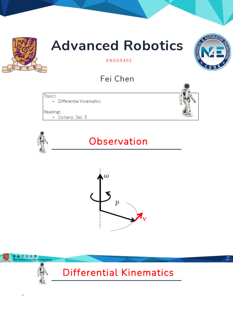 Differential Kinematics in Robotics | PDF | Kinematics | Rotation