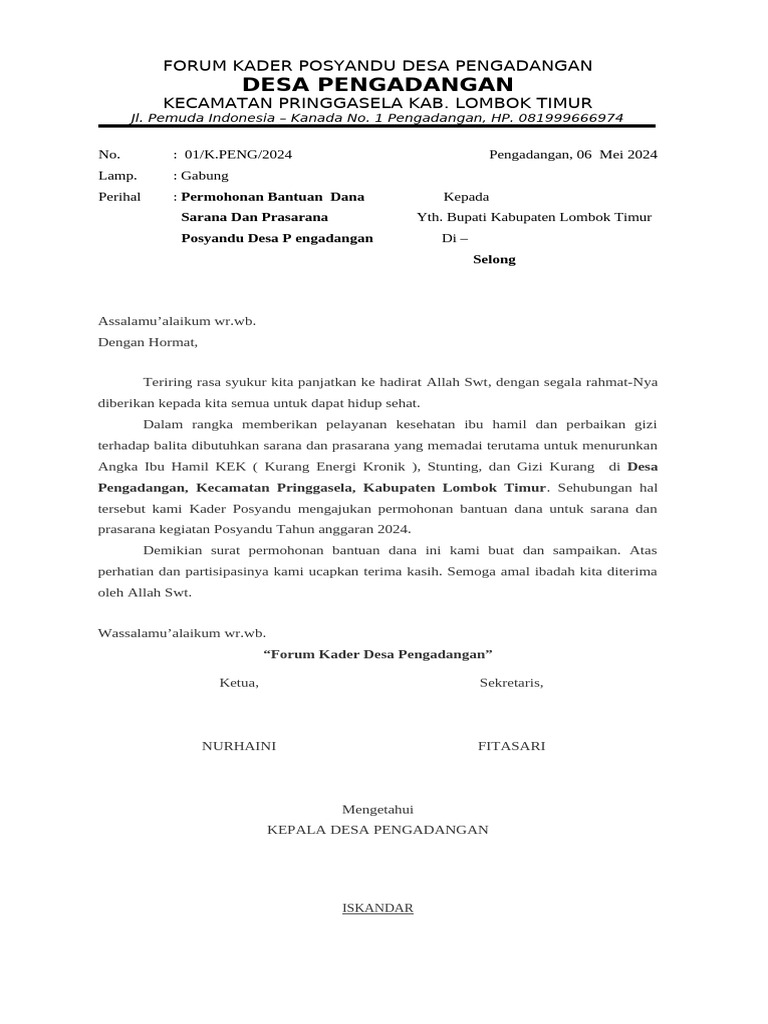 Proposal-Bantuan-Posyandu FIX | PDF