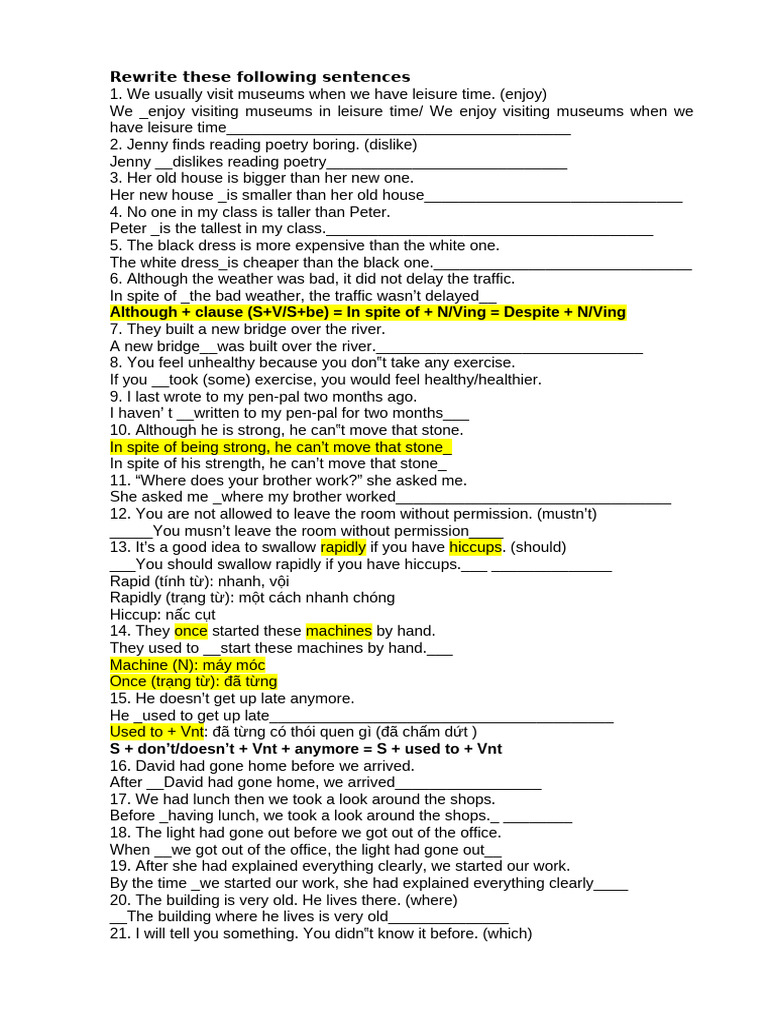 Sentence Rewriting Guide | PDF