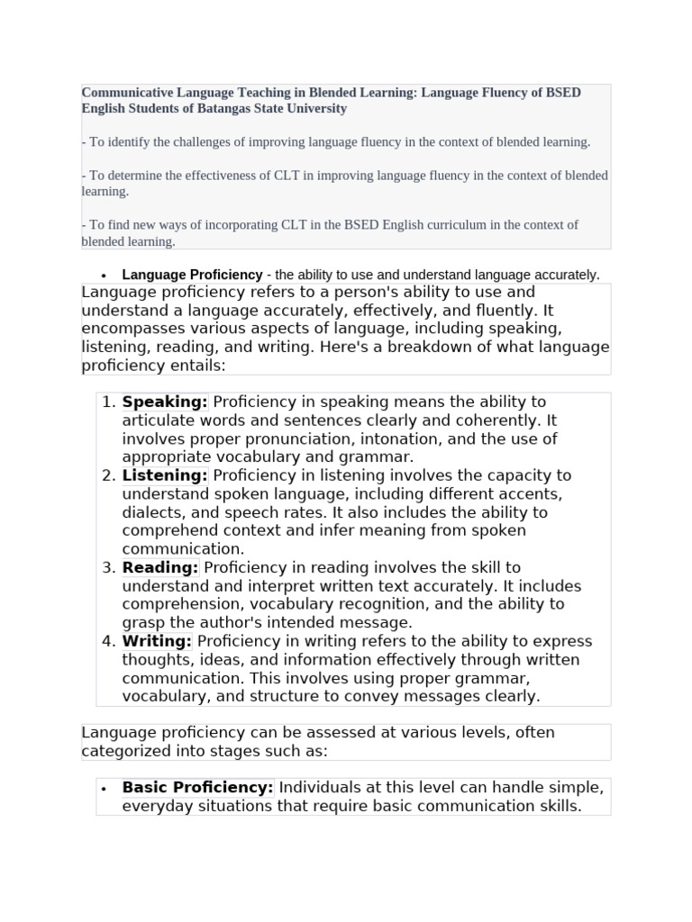 Communicative Language Teaching in Blended Learning | PDF | Fluency | Language Acquisition