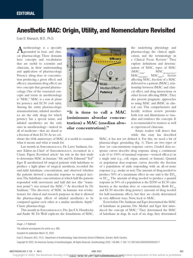 Anesthetic Mac Origin, Utility, and Nomenclature.11 | PDF | Anesthesia ...