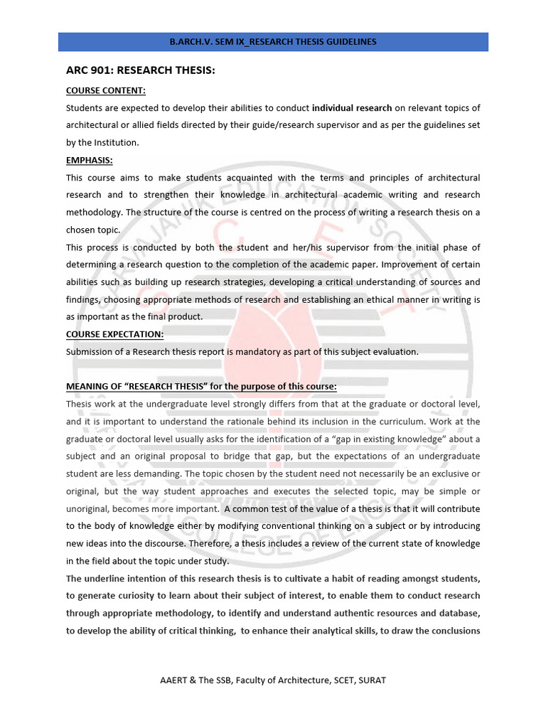 Research Thesis Guidelines | PDF | Thesis | Evaluation