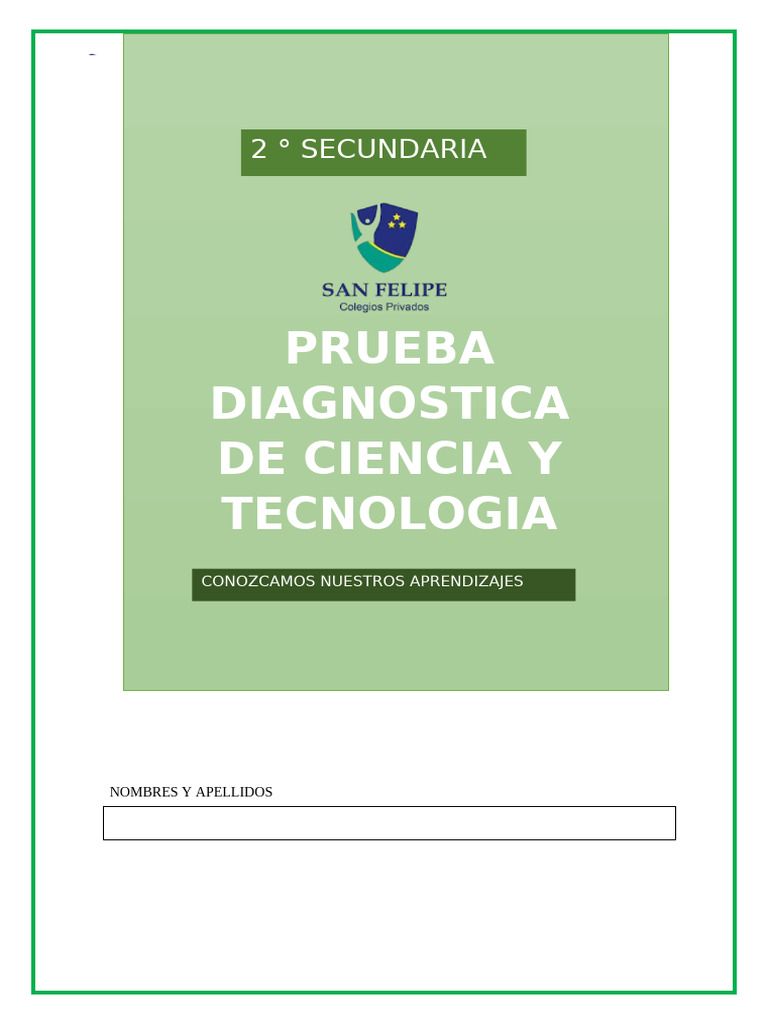Prueba Diagnóstica de Ciencia y Tecnología | PDF | Experimentar | Importar