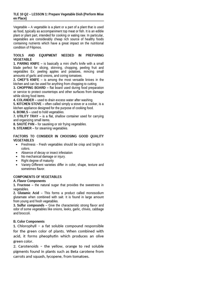 TLE 10 Q2 Lesson 1 | PDF