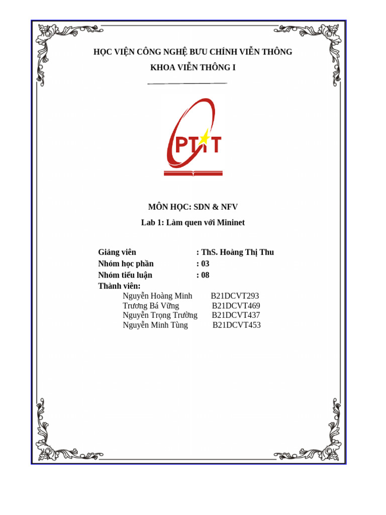 Nhóm 03-T 8. Lab 1. SDN Và NFV | PDF