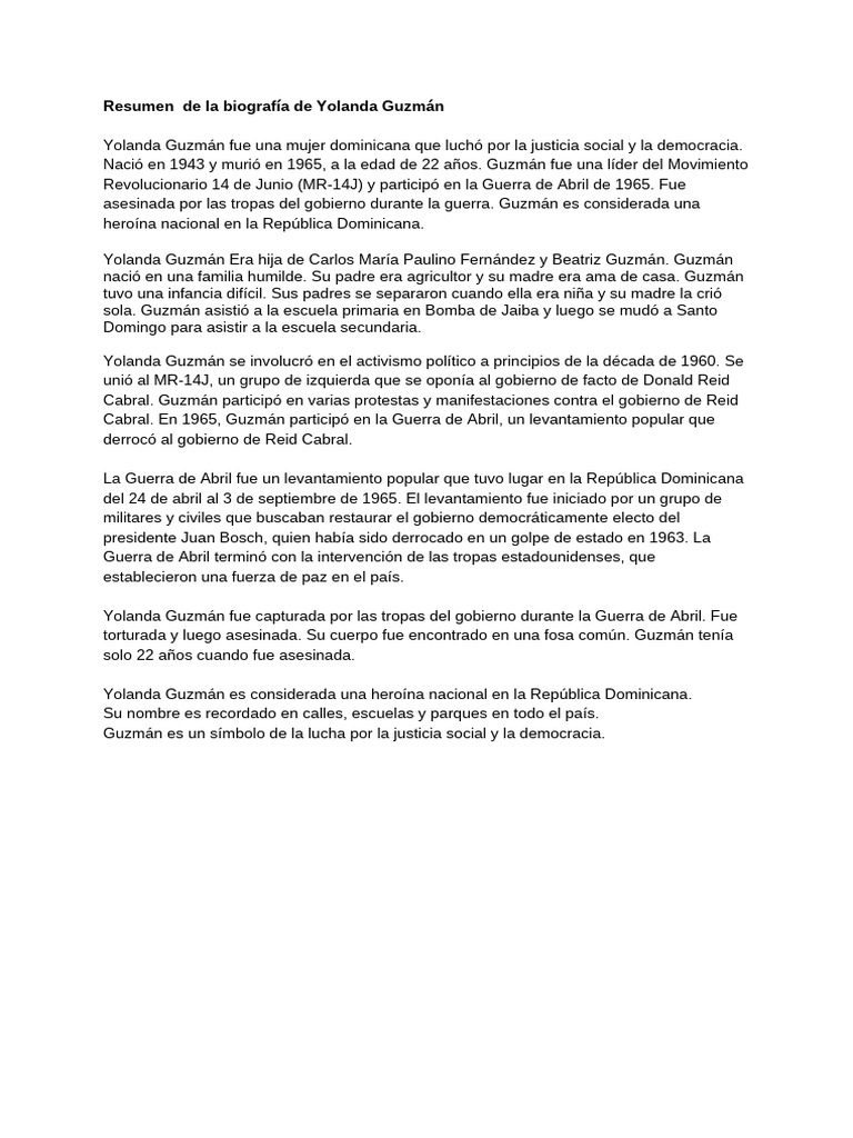 Biografía de Yolanda Guzmán | PDF