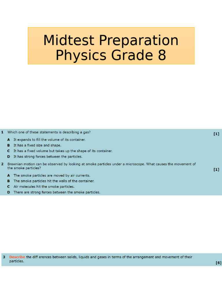 Midtest Preparation Grade 8 Physics No Answer Key | PDF